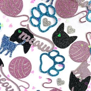 Cat Confetti, Cat Birthday Decorations, Cat Head Confetti, Cat Glitter ...