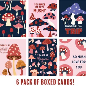 Boxed Set of 6 Mushroom Valentines Day Cards, Mushroom Valentine Card ...