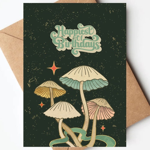 Vintage Mushroom Birthday Card Birthday Card for Her - Etsy