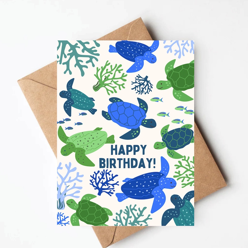 Turtle Birthday Card - Etsy