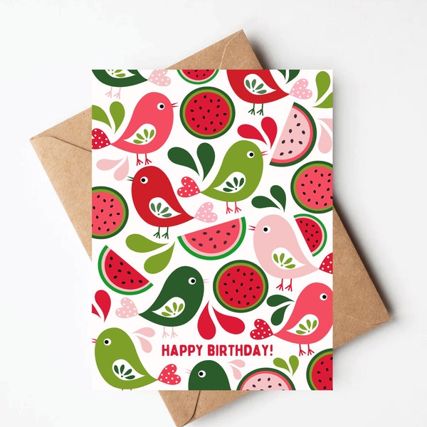 Watermelon Card - Etsy