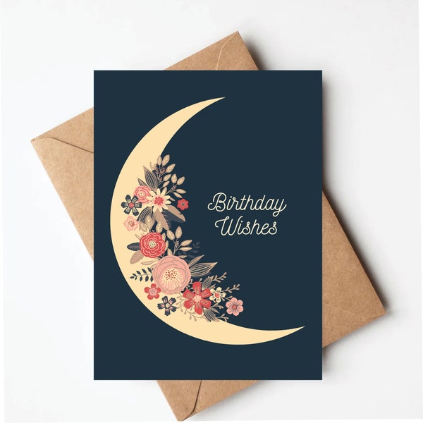 Moon Birthday Card - Etsy