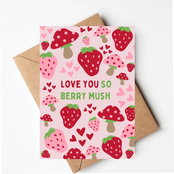 Strawberry Valentine Card - Etsy
