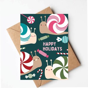 Cute Snail Christmas Card, Kids Christmas Card, Unique Colorful ...