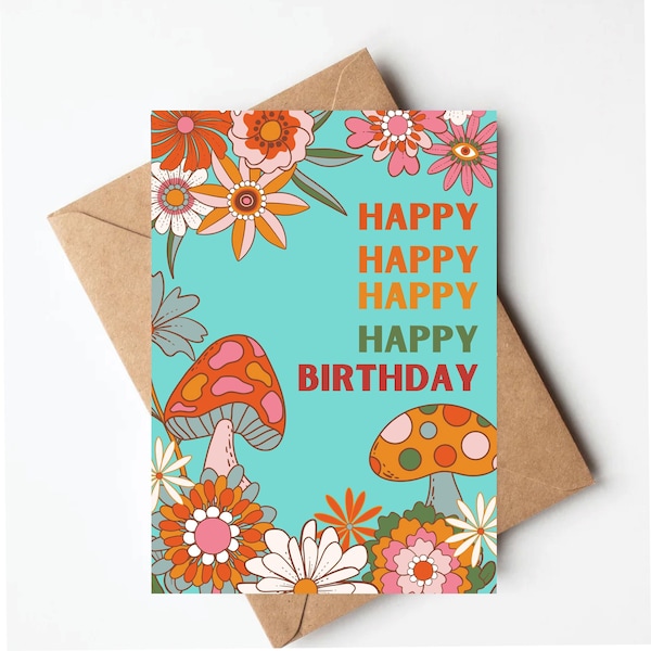 Hippie Birthday Card - Etsy
