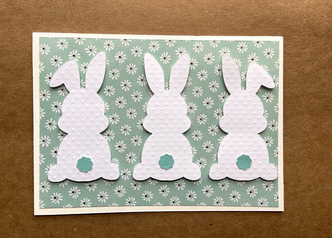 Handmade Easter Card, Embossed Easter Card, Pretty Easter Bunny Card ...