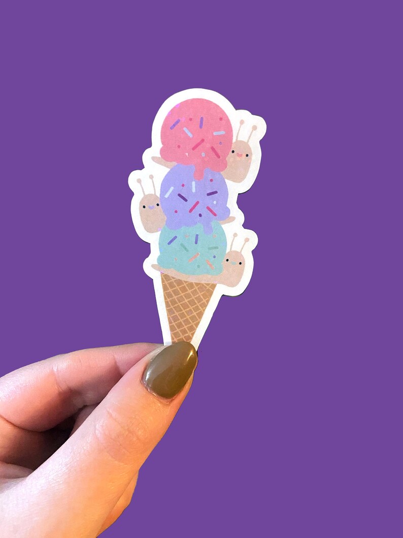 Holographic Snail Ice Cream Sticker, Waterproof Sticker for Laptop or ...