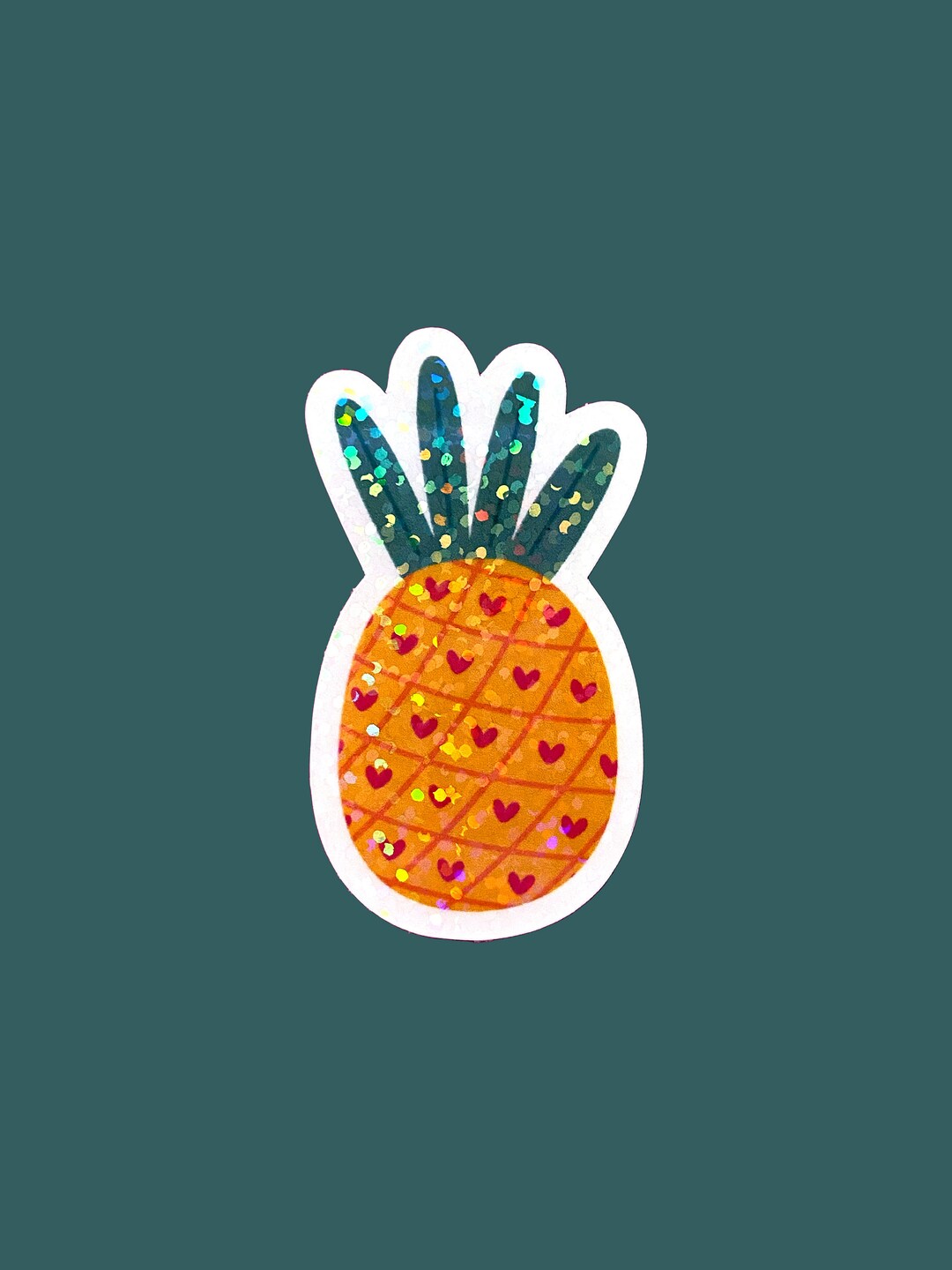 Holographic Pineapple Sticker, Cute Retro Sticker, Girly Waterproof ...