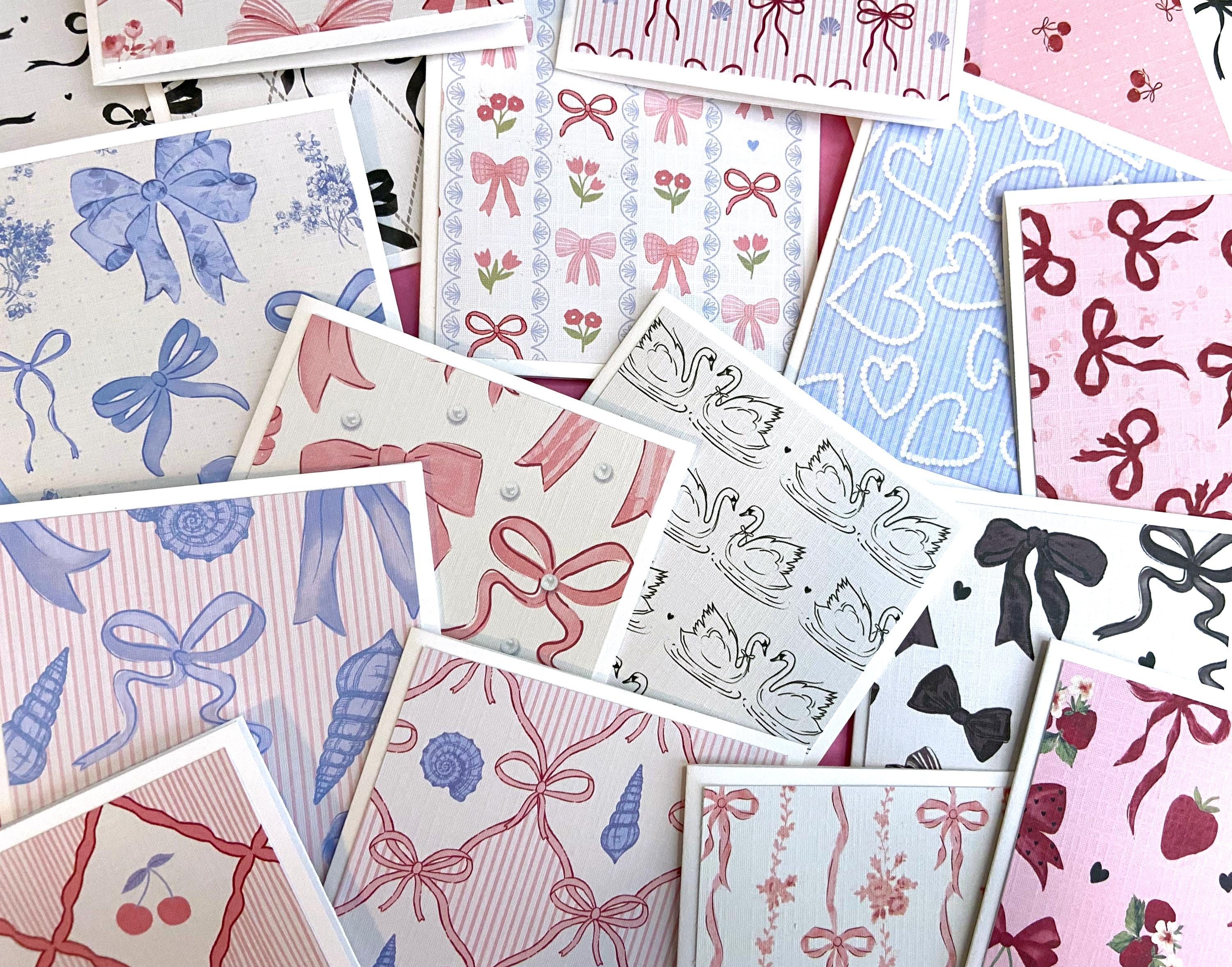 Mini Coquette Bow Notecards With Envelopes, Preppy Coastal Bow Tiny ...