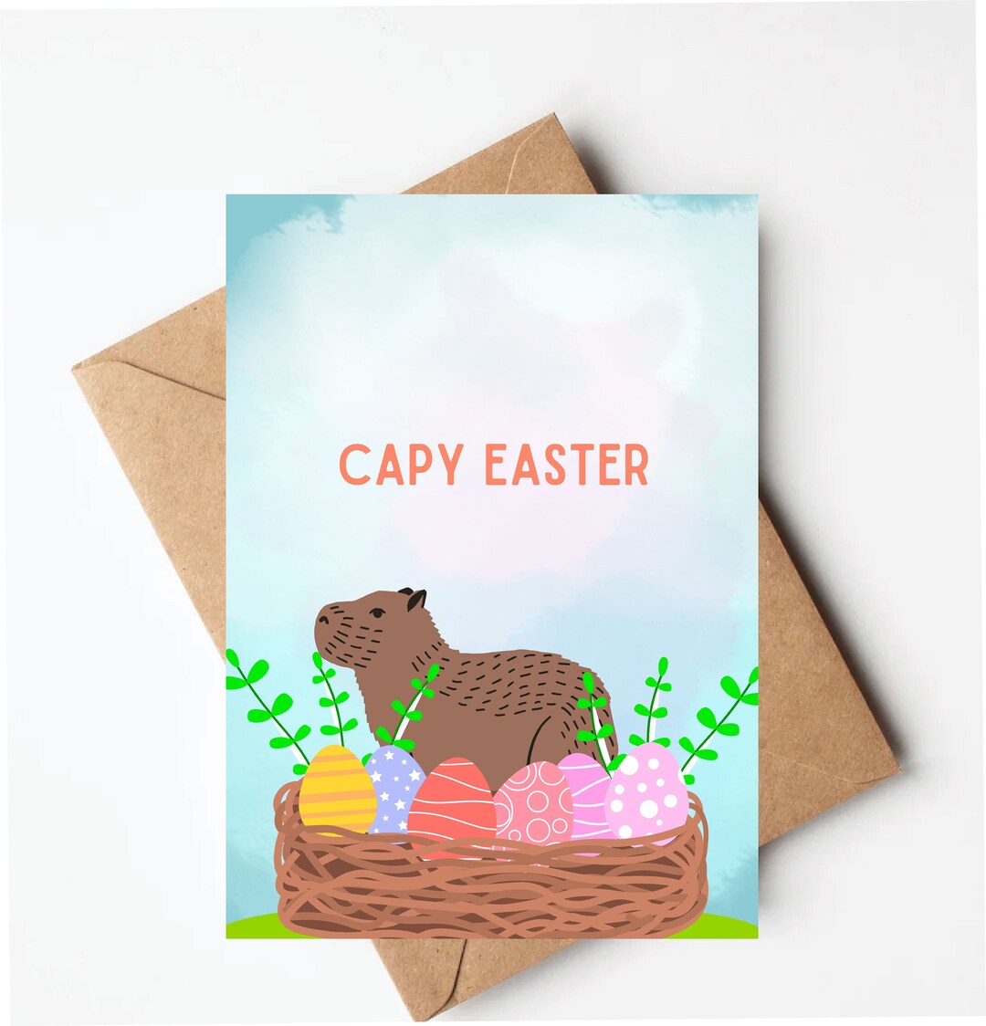 Capybara Easter Card, Funny Easter Cards, Capybara Holiday Greeting ...