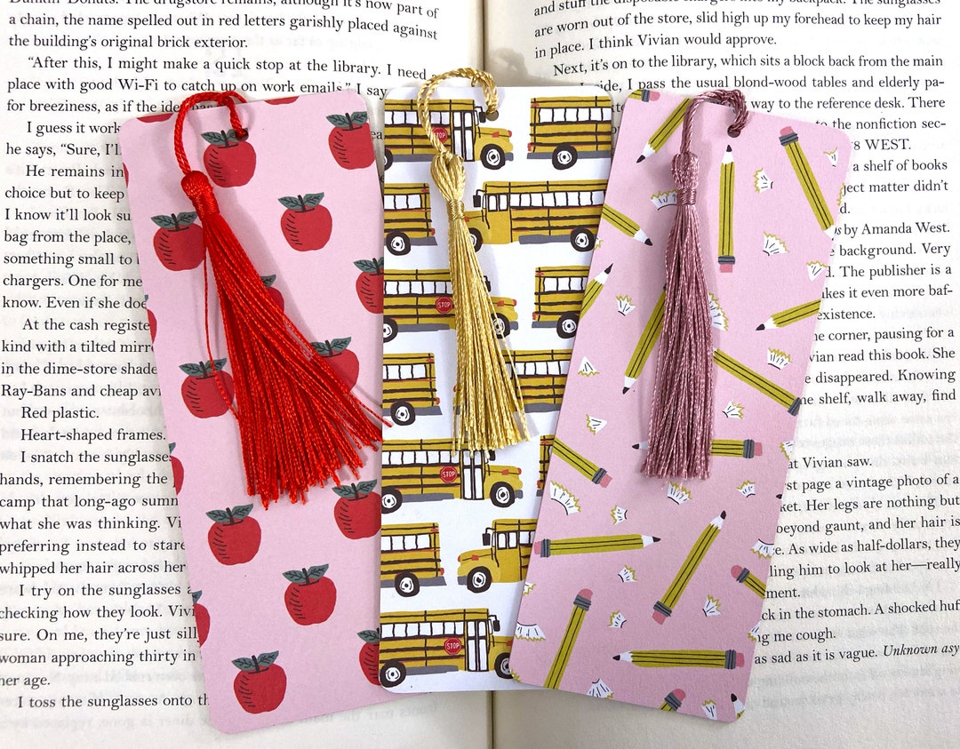 Teacher Bookmark Set, School Themed Bookmarks With Tassels, Bus Driver ...