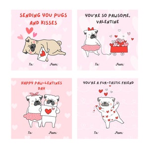 Cute Dog Valentines, Set of Dog Valentines for Classroom, Mini Kids ...