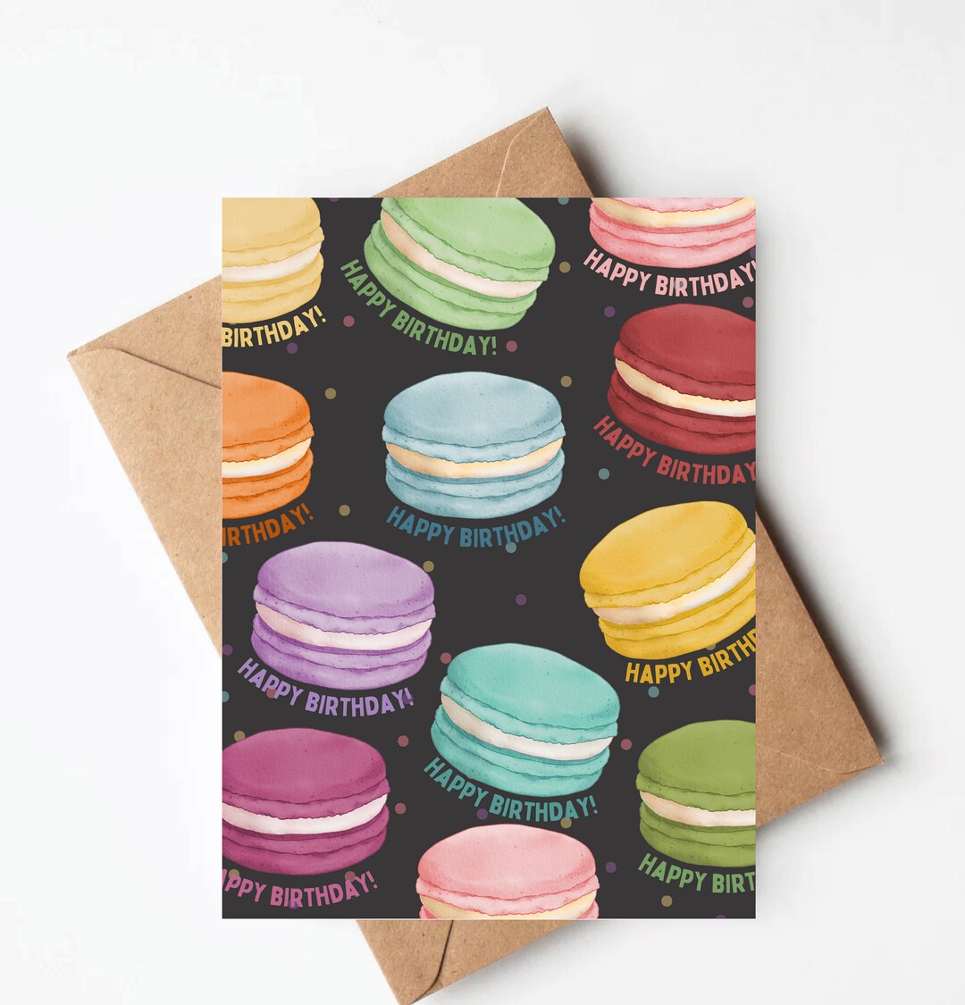 Macaron Birthday Card, Colorful Birthday Card for Her, Unique Birthday ...