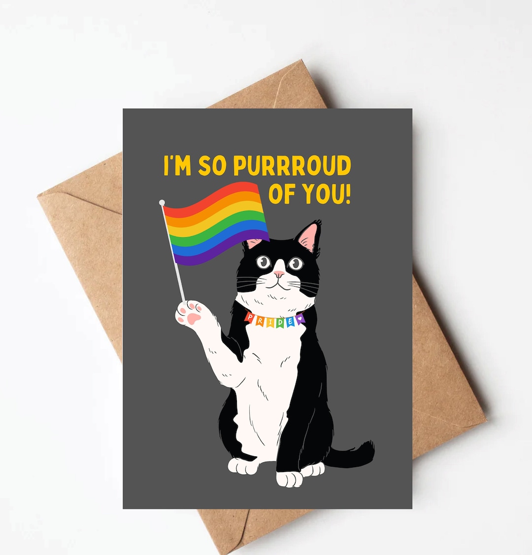 Tuxedo Cat Pride Card, I'm so Proud of You Card, LGBTQ+ Greeting Card ...