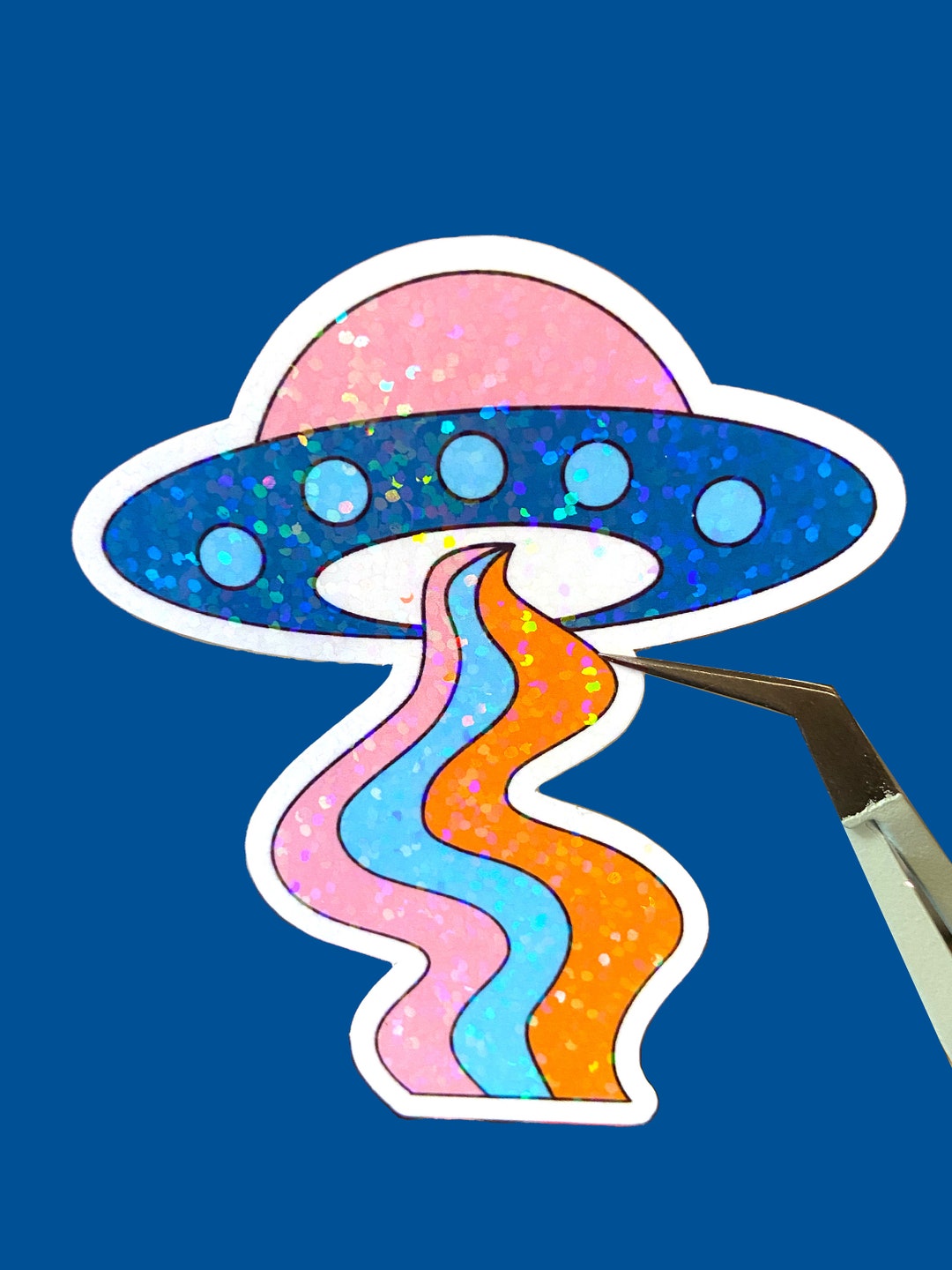 Holographic UFO Sticker, Cute Alien Sticker, Girly Waterproof Sticker ...