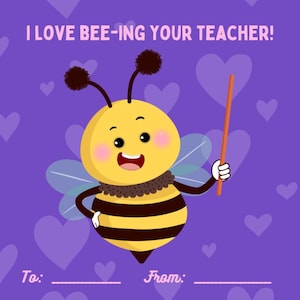 Cute Bee Valentines Day Cards From Teacher, Classroom Valentines From ...