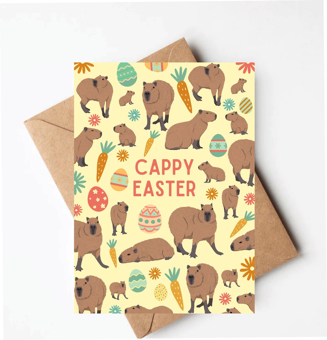 Capybara Easter Card, Funny Easter Cards, Cute Capybara Easter Card ...