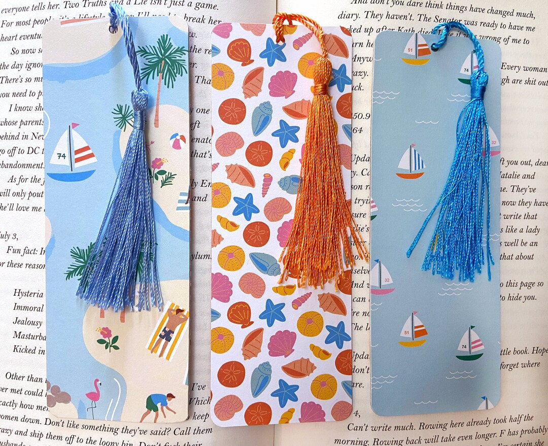 Beach Bookmarks, Summer Bookmark Set, Sailboat Bookmark, Seashell ...