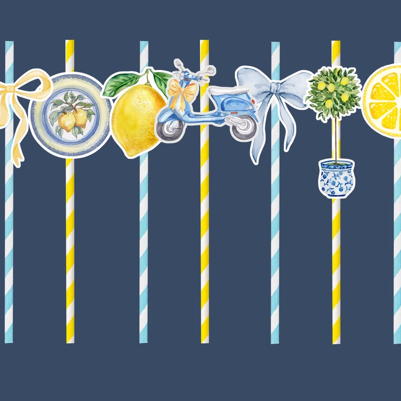 Party Straws Lemon - Etsy