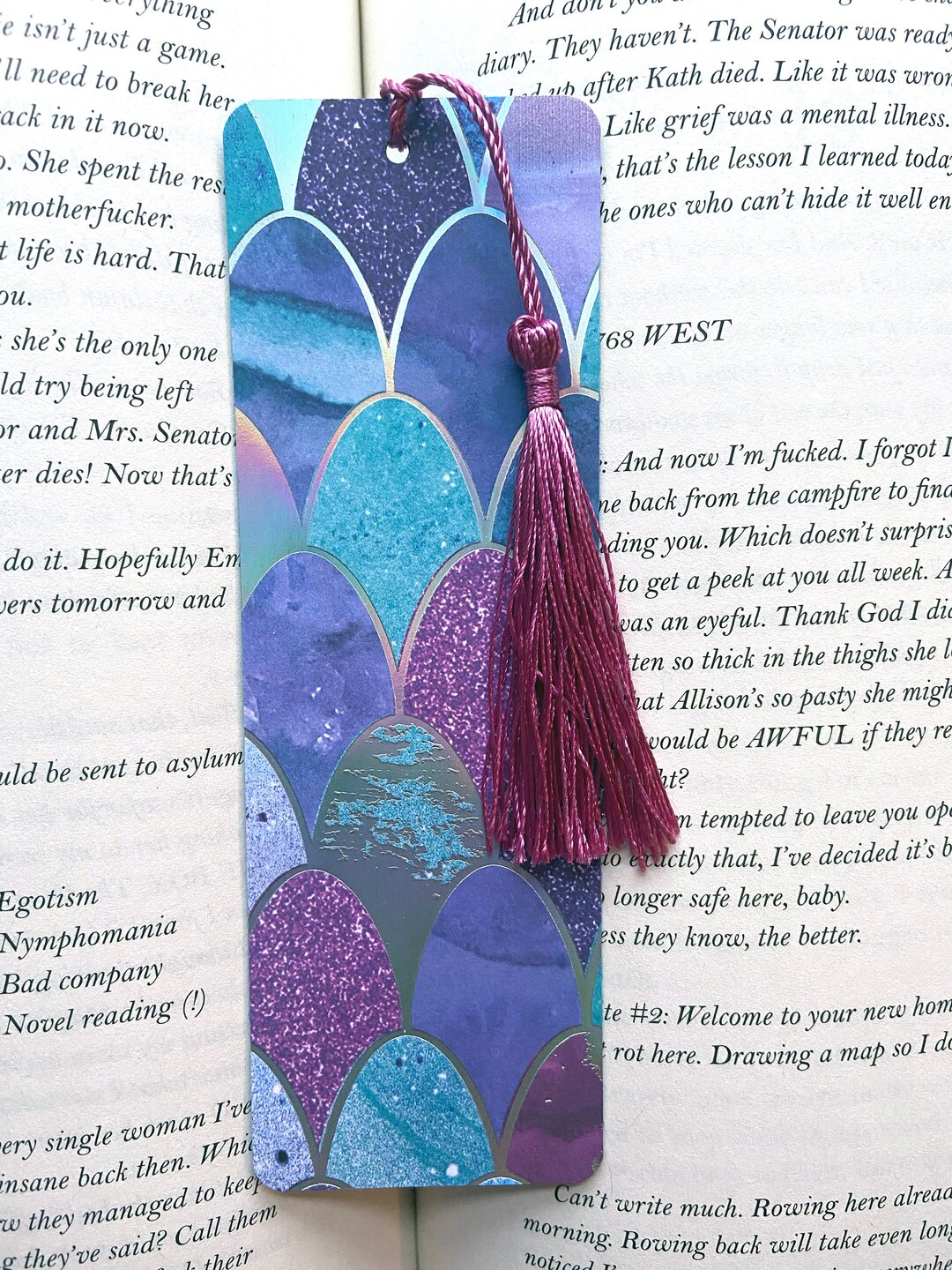 Mermaid Bookmark With Tassels, Bookmark for Her, Mermaid Scale Bookmark ...