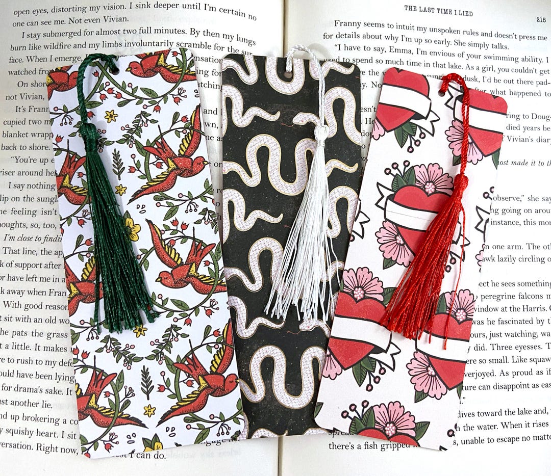 Tattoo Themed Bookmark Set, Tattoo Print Bookmark, Bird Snake Bookmark ...