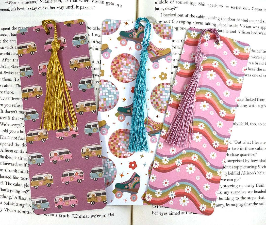 Retro Groovy Bookmark Set, Groovy Van Bookmark, Flower Power, Cute ...