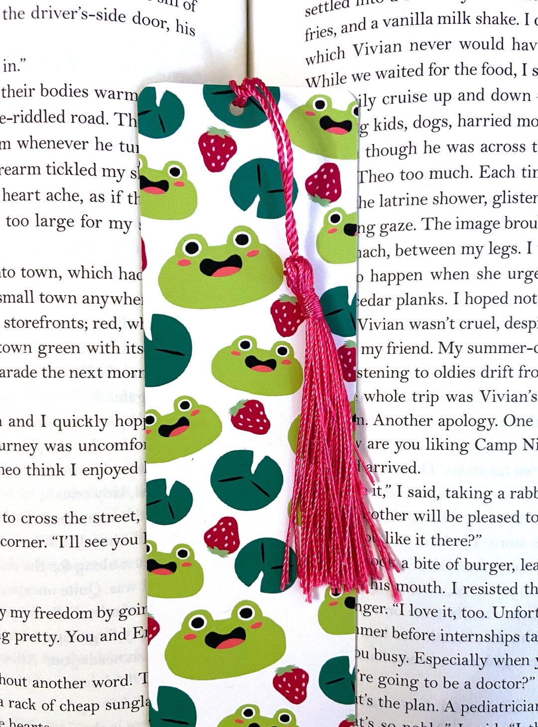 Cute Frog Bookmark, Strawberry Frog Bookmark, Bookmark With Tassel ...