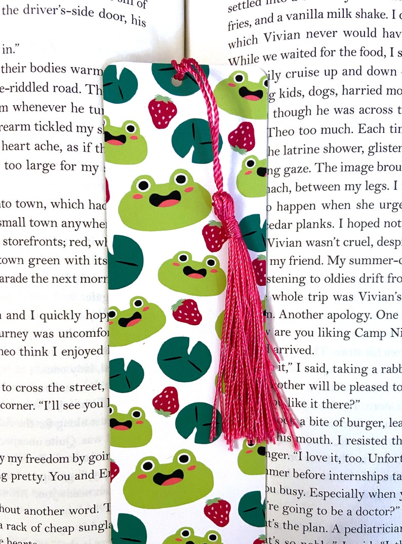 Cute Frog Bookmark, Strawberry Frog Bookmark, Bookmark With Tassel ...