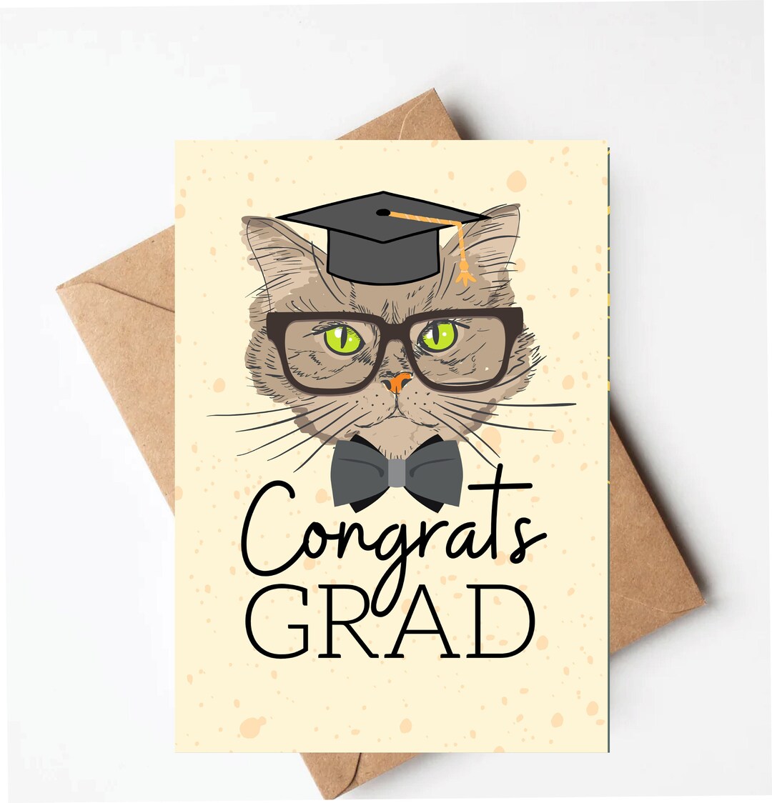 Cat Graduation Card, Funny Cat Lover Graduation Card, High School Grad ...