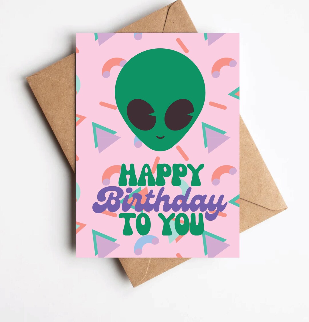 Alien Birthday Card, Funny Birthday Card, Retro Birthday Card - Etsy