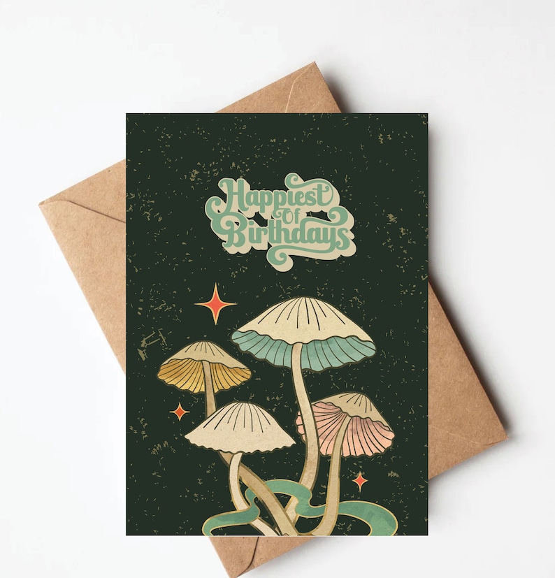 Vintage Mushroom Birthday Card Birthday Card for Her - Etsy