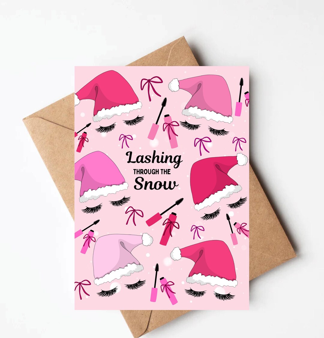 Lash Tech Christmas Card, Cute Christmas Card for Esthetician, Holiday ...