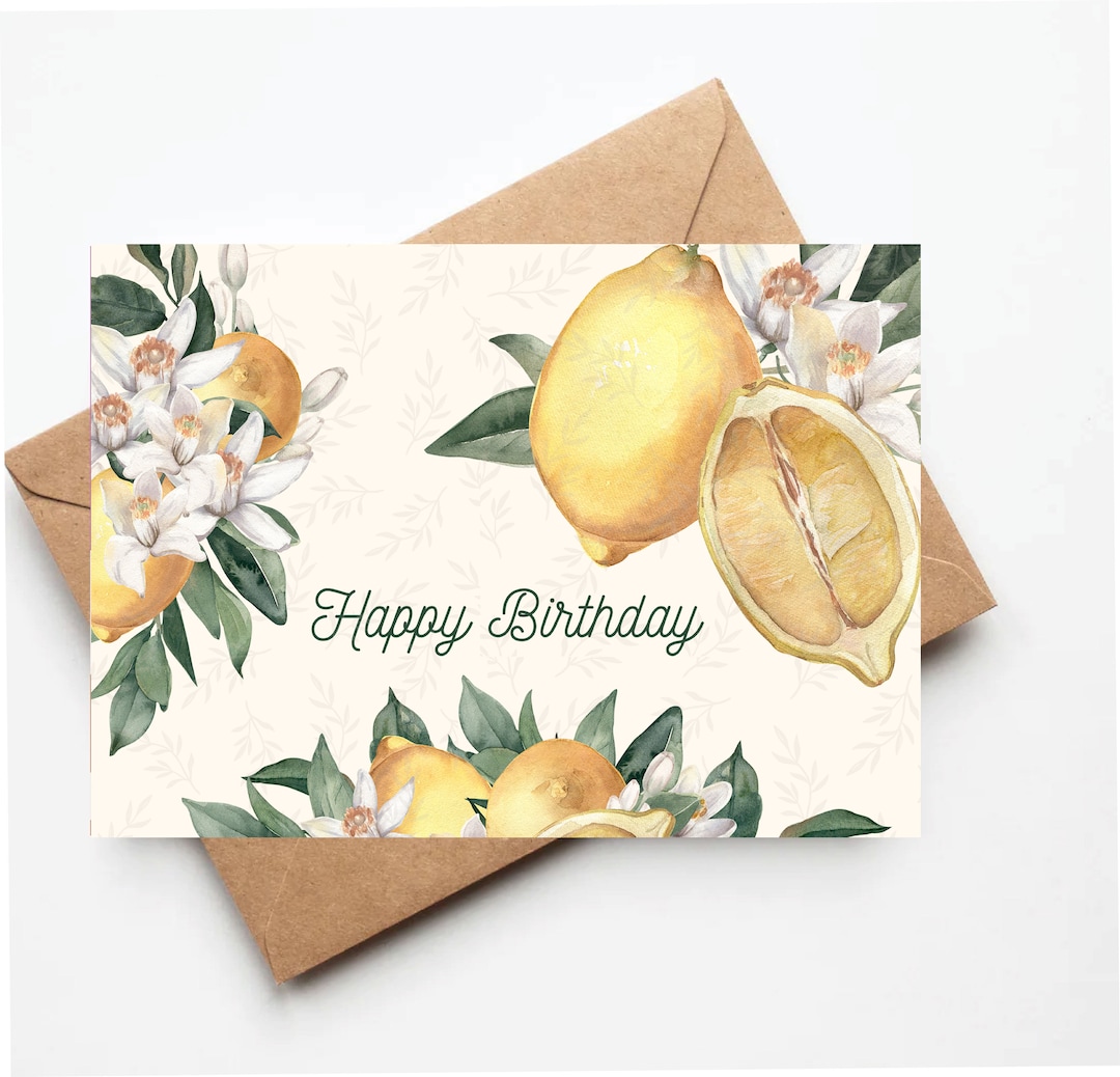 Lemon Birthday Card, Pretty Birthday Card for Women, Birthday Card for ...