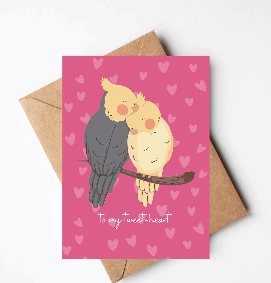 Cockatiel Valentines Day Card, Cute Bird Valentines Day Card for ...