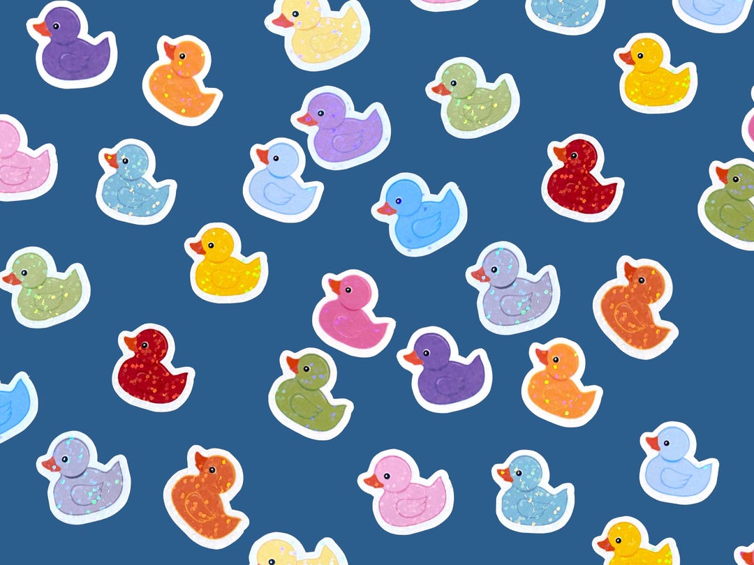 Mini Holographic Rubber Duck Stickers, Bulk Mini Stickers, Cute Duck ...