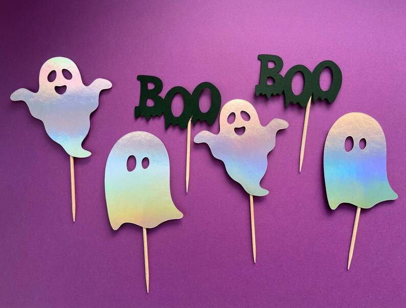 Halloween Cupcake Toppers Cute Ghost Cupcake Toppers - Etsy