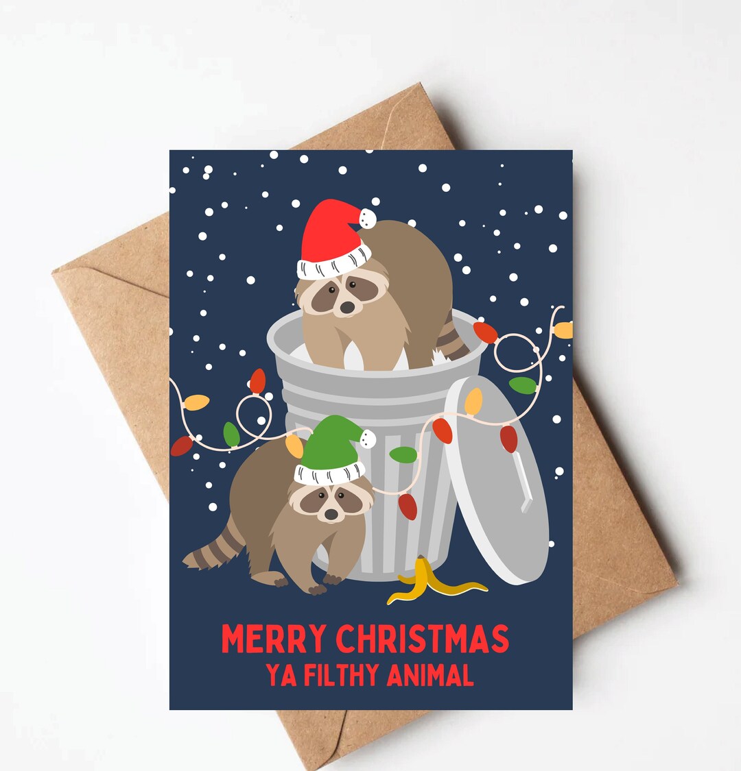 Funny Raccoon Christmas Card, Funny Holiday Card for Friend, Raccoon ...