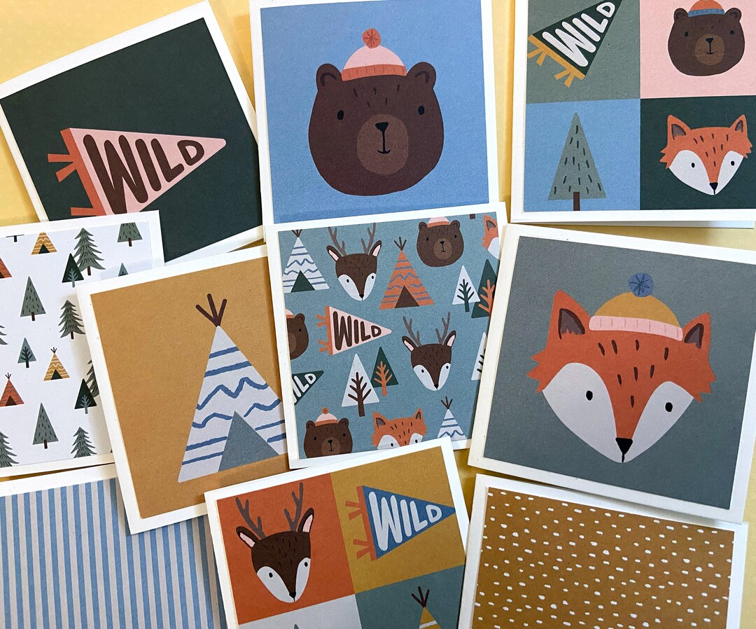 Mini Forest Animal Notecards With Envelopes, Kids Lunch Boxnote Cards ...