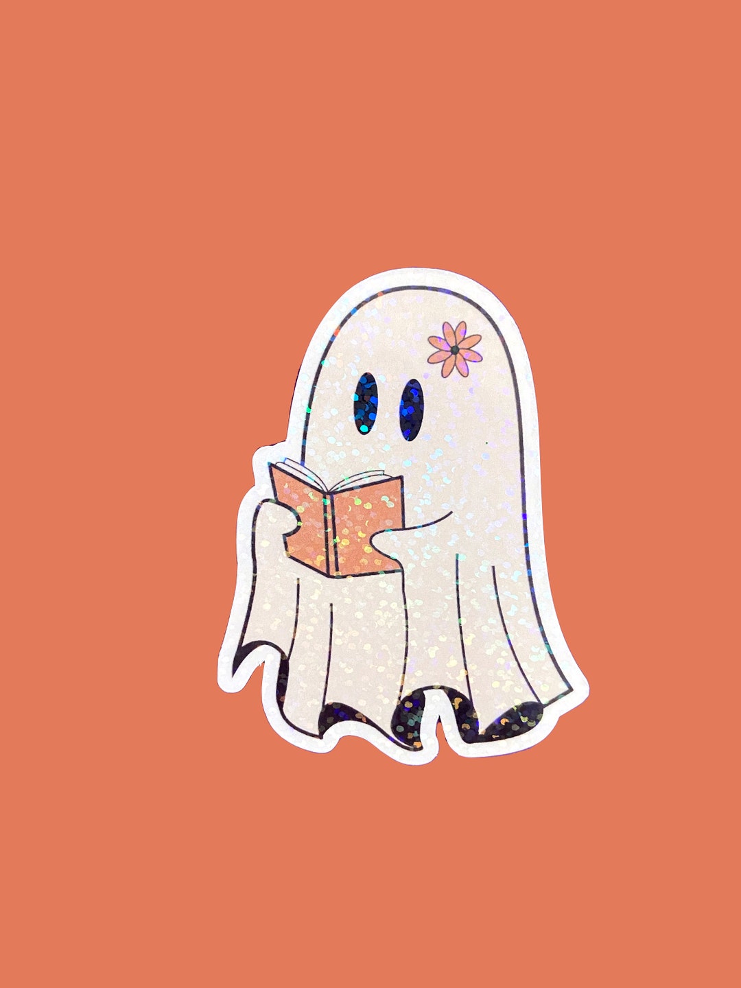 Reading Ghost Sticker, Holographic Ghost Book Sticker, Waterproof ...