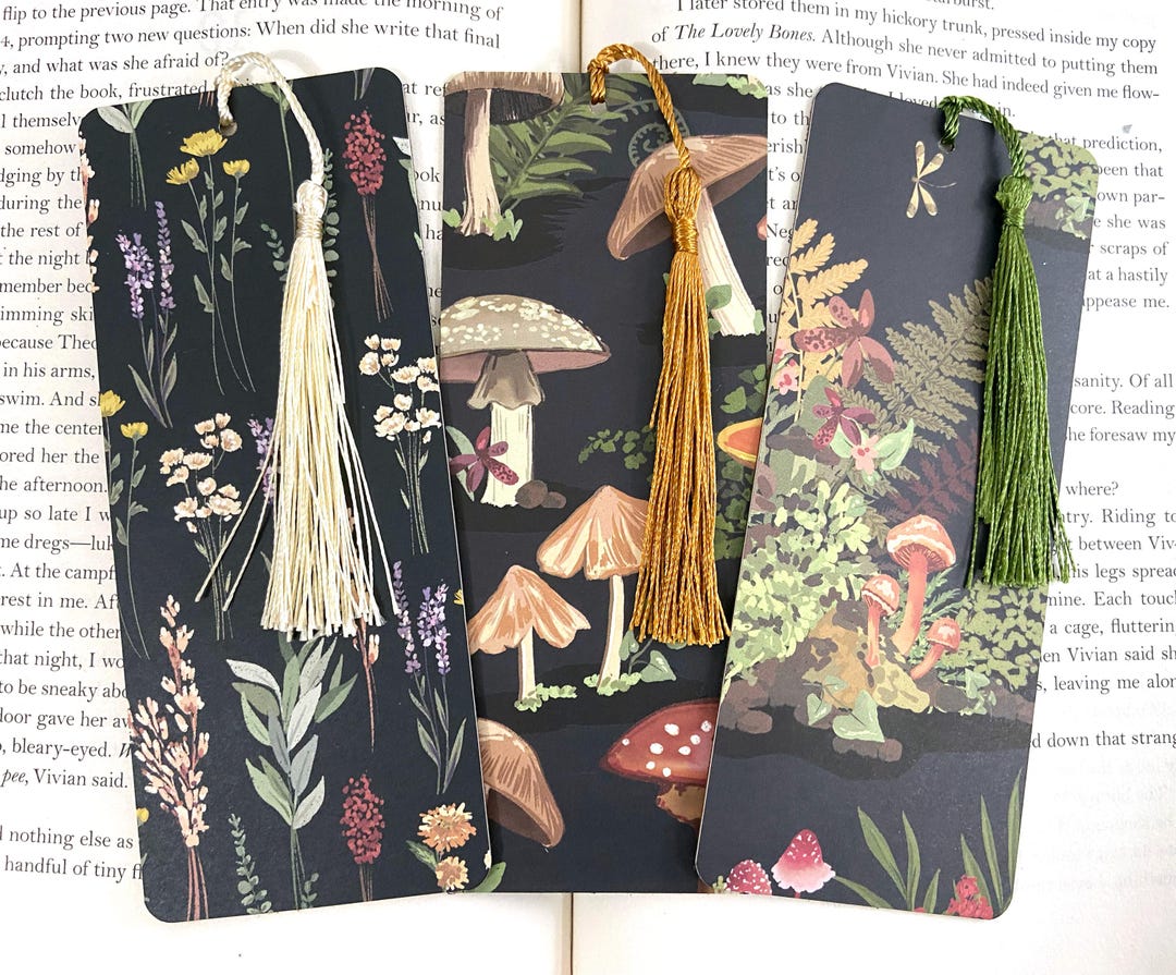 Forest Mushroom Bookmarks, Mushroom Bookmark Set, Cottage Core ...
