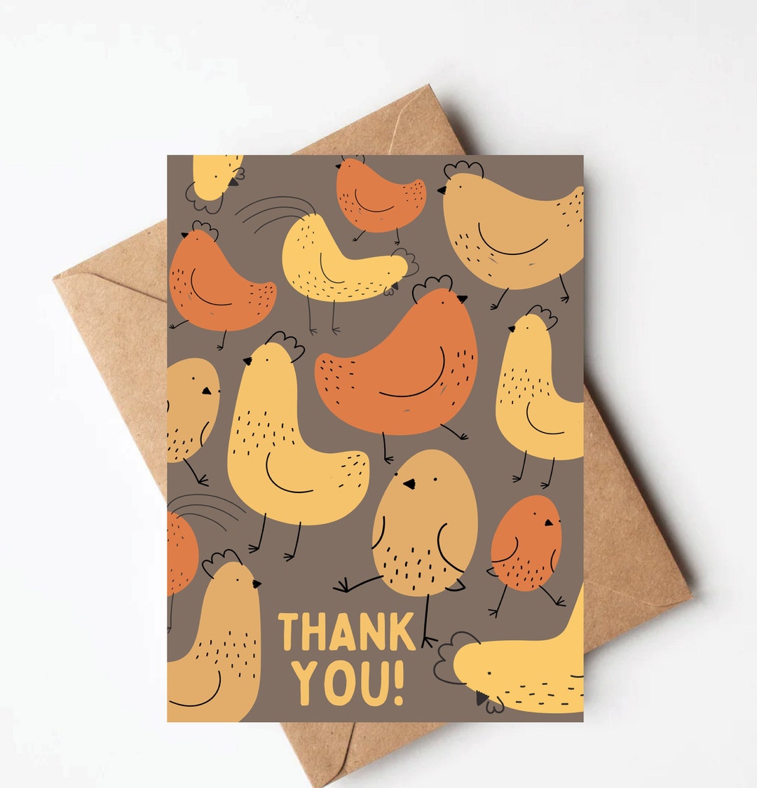 Funny Chicken Thank You Card, Unique Thank You Card for Friend, Thank ...