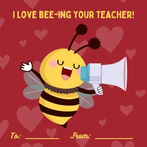 Cute Bee Valentines Day Cards From Teacher, Classroom Valentines From ...