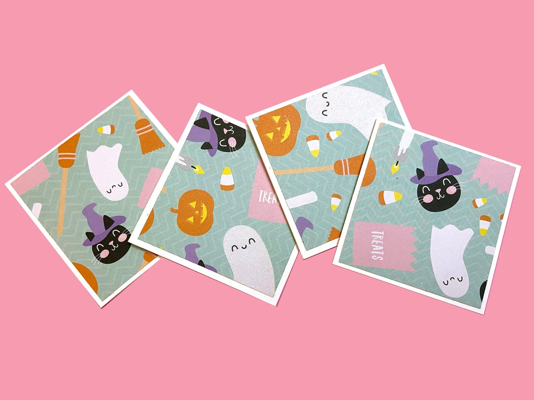 Mini Pastel Halloween Notecards, Tiny Halloween Cards, Cute Halloween ...