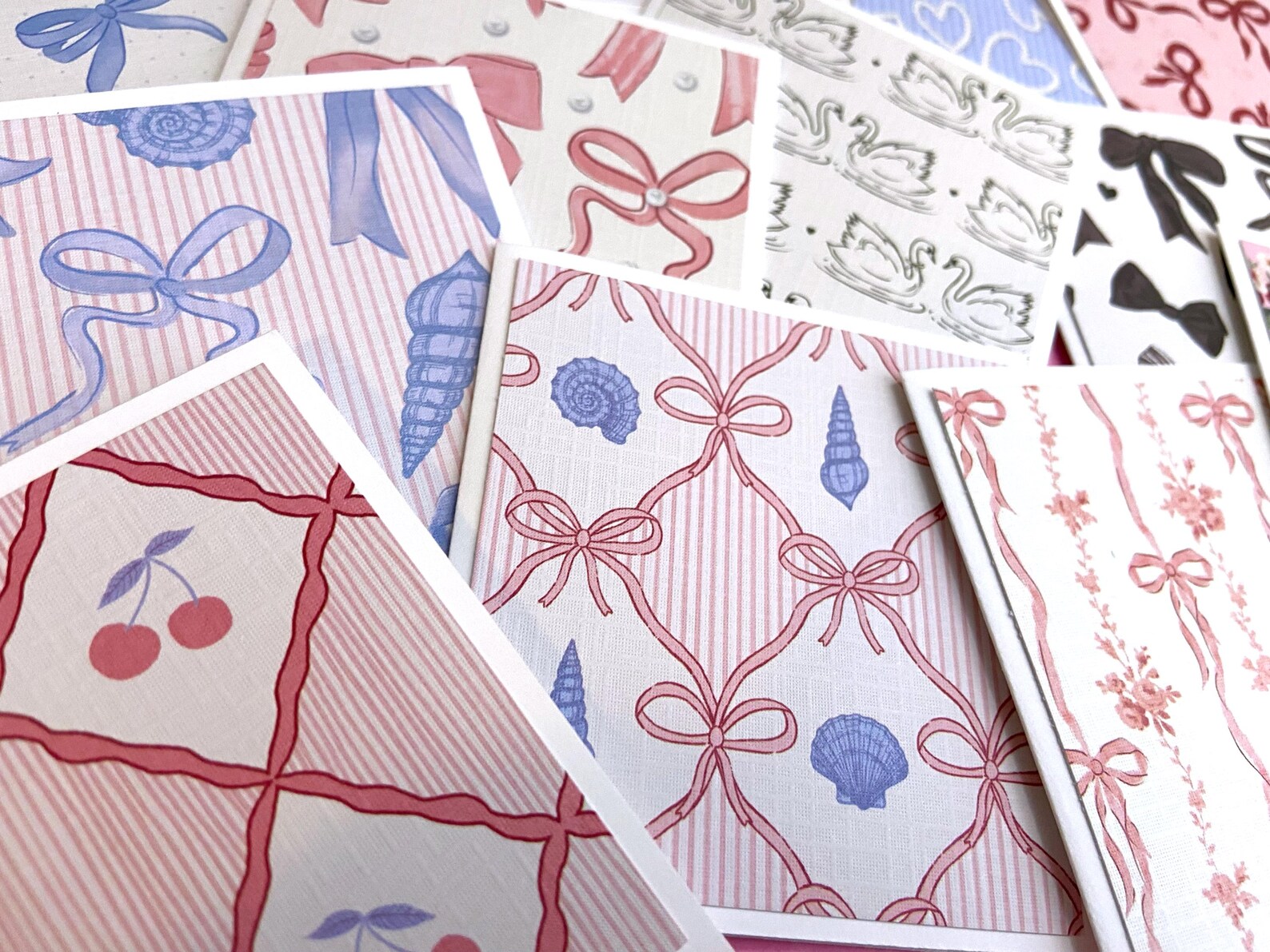 Mini Coquette Bow Notecards With Envelopes, Preppy Coastal Bow Tiny ...