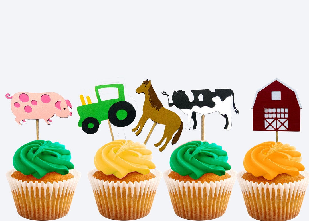 Farm Animal Cupcake Toppers, Barnyard Cupcake Toppers, Barnyard ...