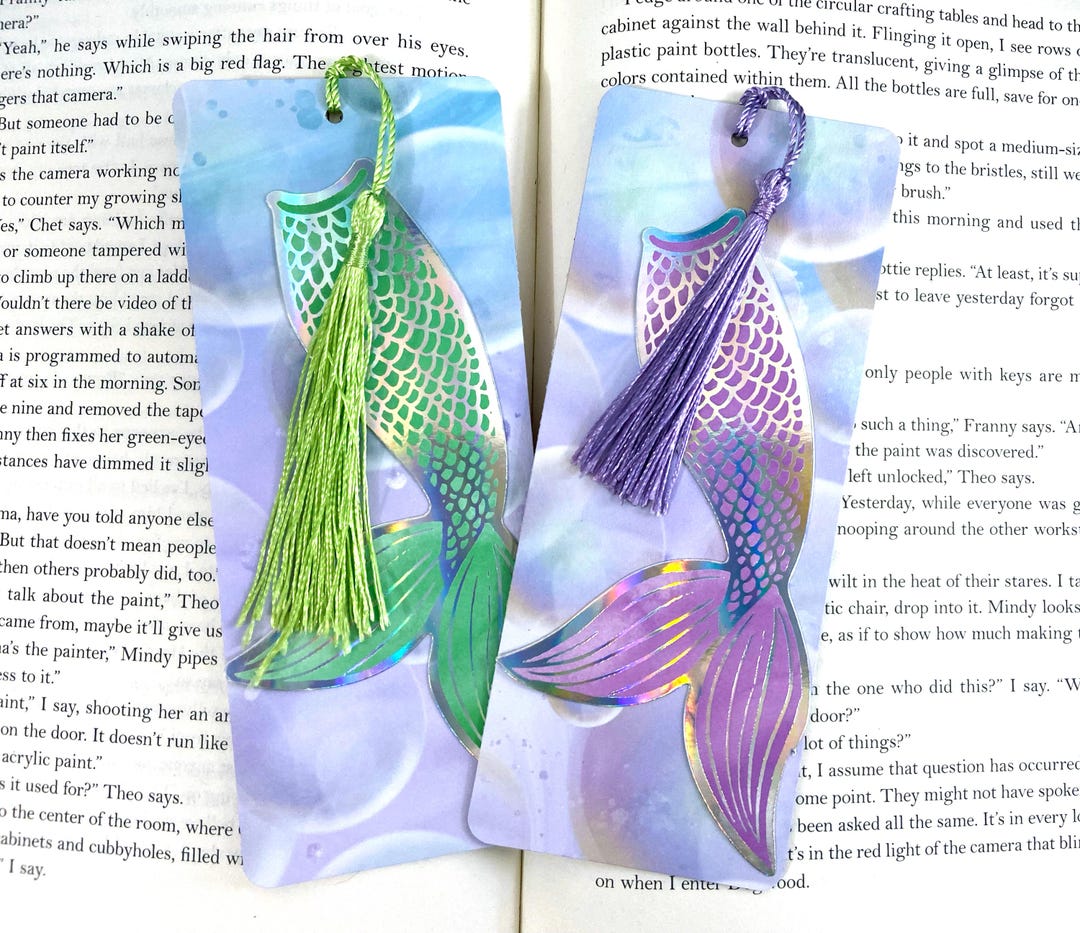 Holographic Mermaid Tail Bookmark With Tassels, Bookmark for Her, Kids ...