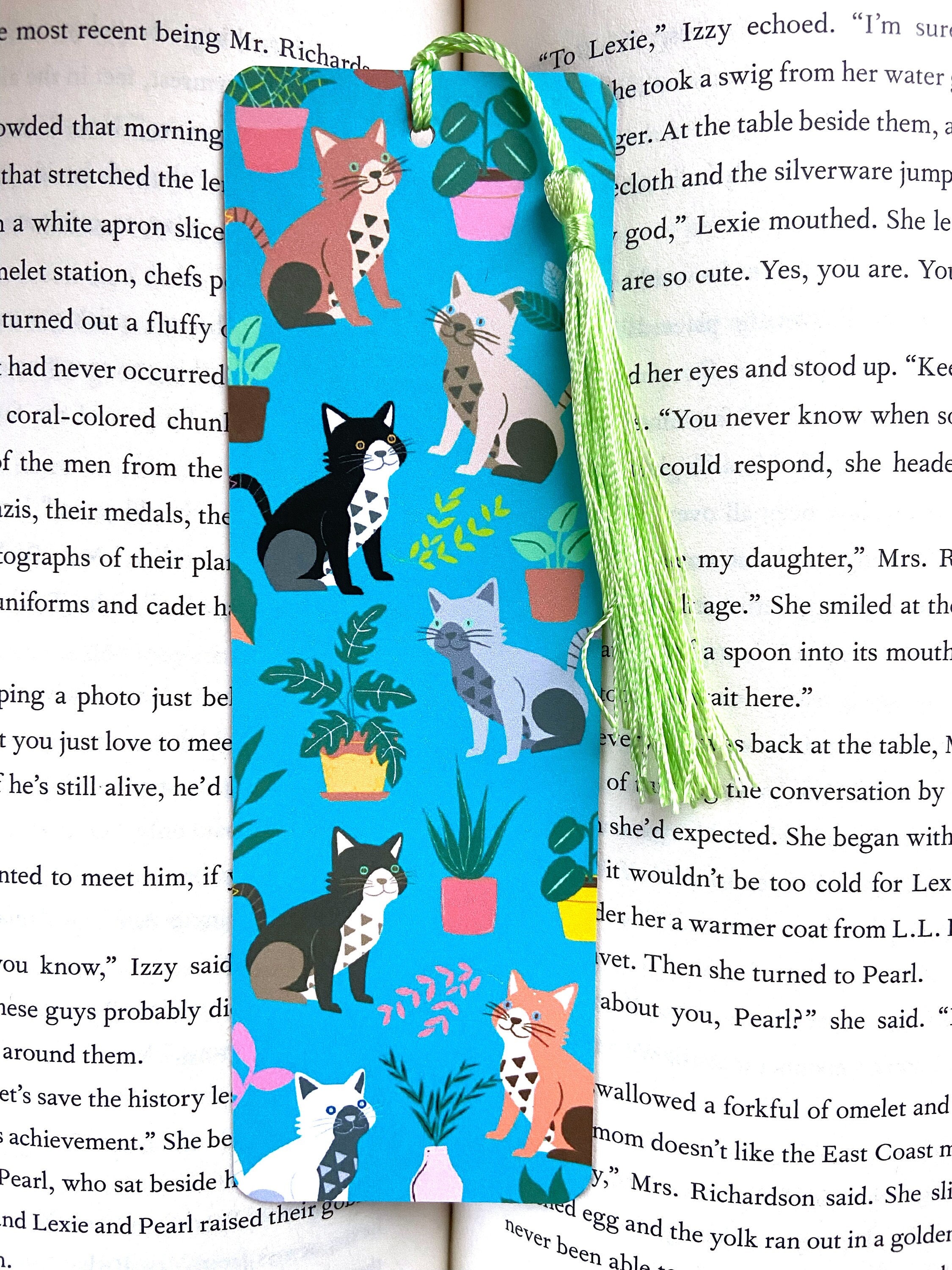 Cute Cat Bookmark Cat and Plant Bookmark Bookmarks With - Etsy