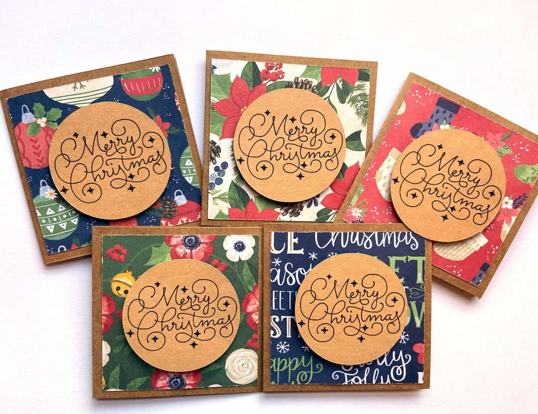 Mini Kraft Christmas Cards With Envelopes, 3x3 Christmas Cards, Small ...