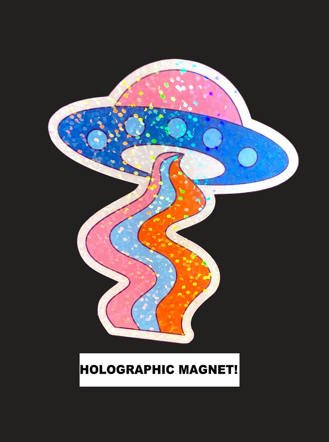 Holographic UFO Magnet, Cute Fridge Magnet, Locker Magnets, Retro Alien ...