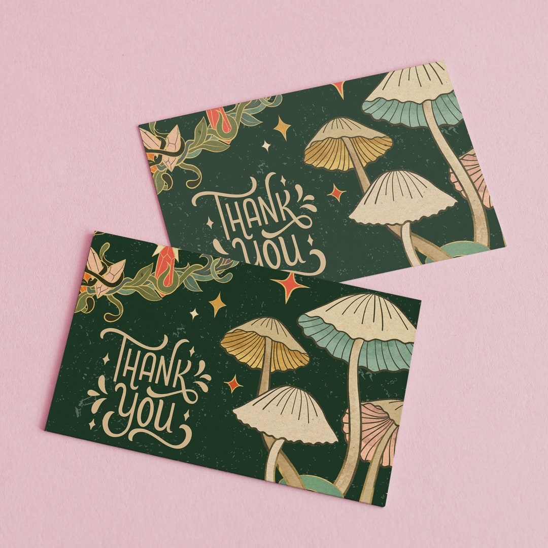 Small Business Thank You Cards, Vintage Mushroom Thank You Cards ...
